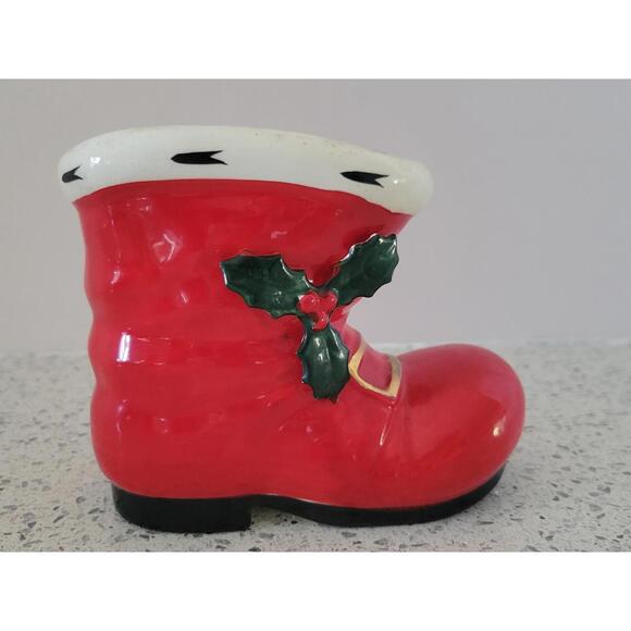 Lefton | Other | Vtg Lefton Christmas Santa Boot Ceramic Planter Vase ...